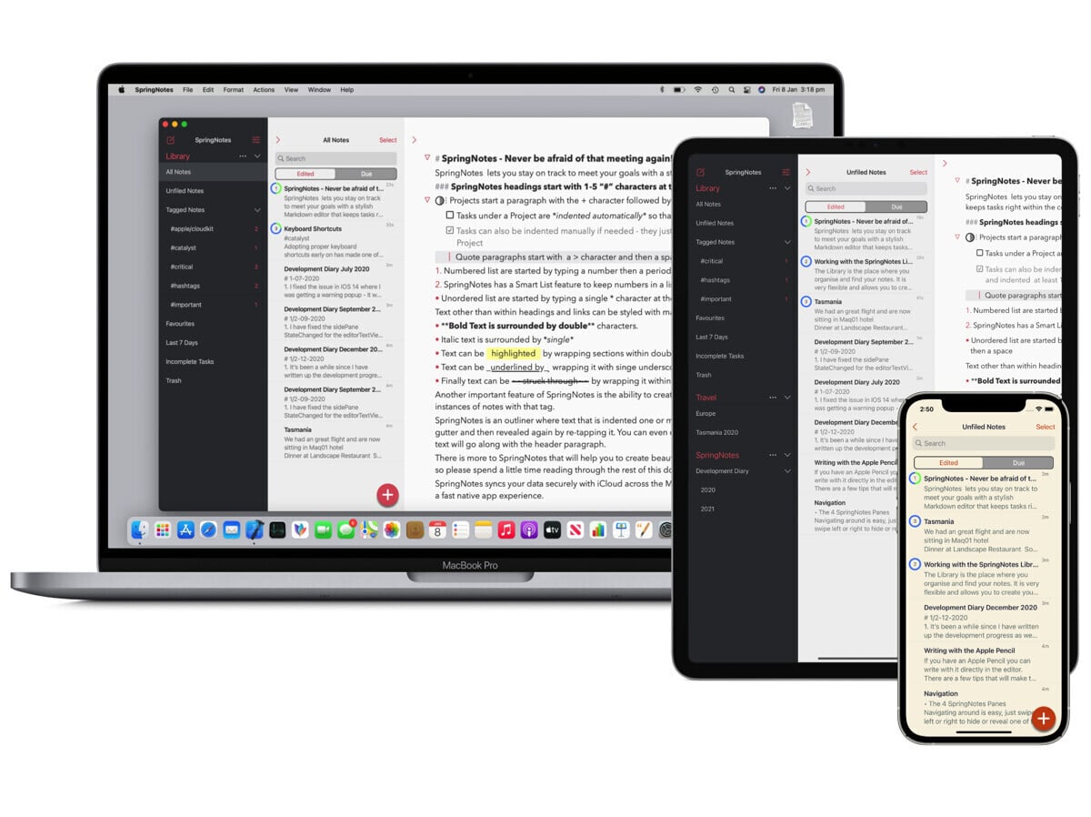 SpringNotes is a Cross-Platform and Minimalistic Note-Taking App