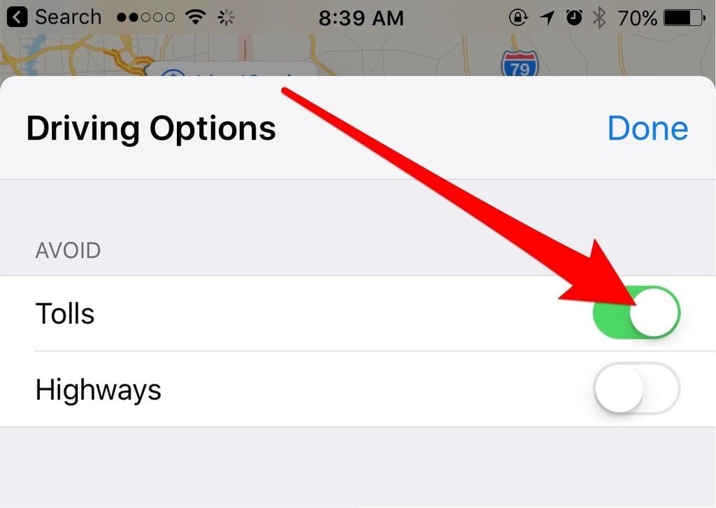 Get Driving Directions That Skip Toll Roads in iOS Maps