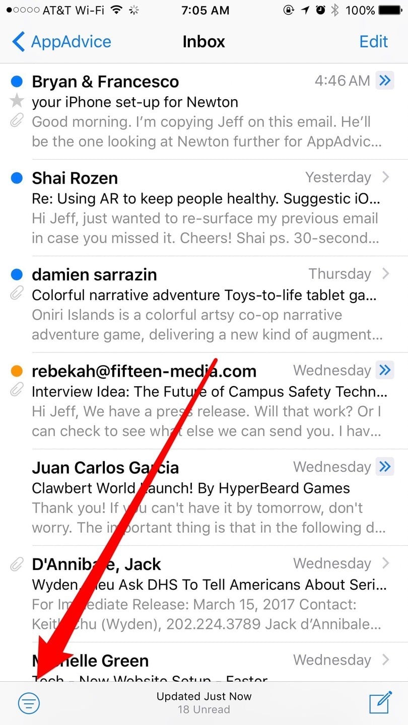 Get to Your Unread Message the Easy Way in iOS Mail